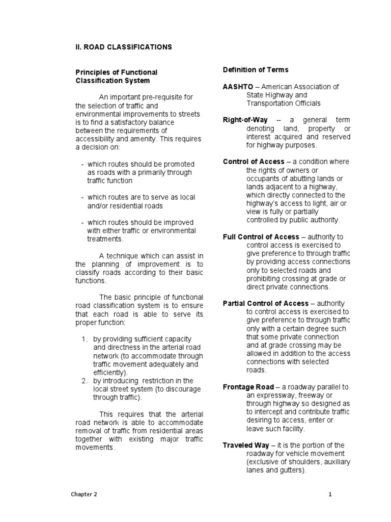 Chap 2 Road Classifications | PDF | Controlled Access Highway | Traffic