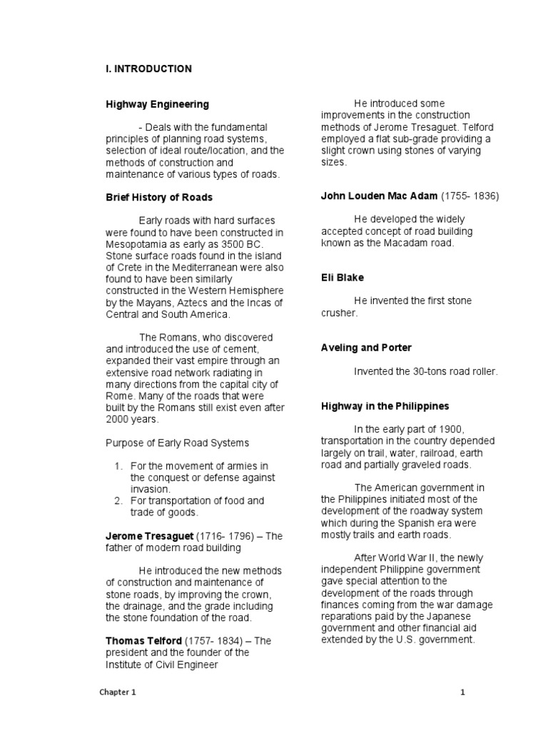 Chap 1 Intro To Highway Engineering | PDF | Road | Vehicles