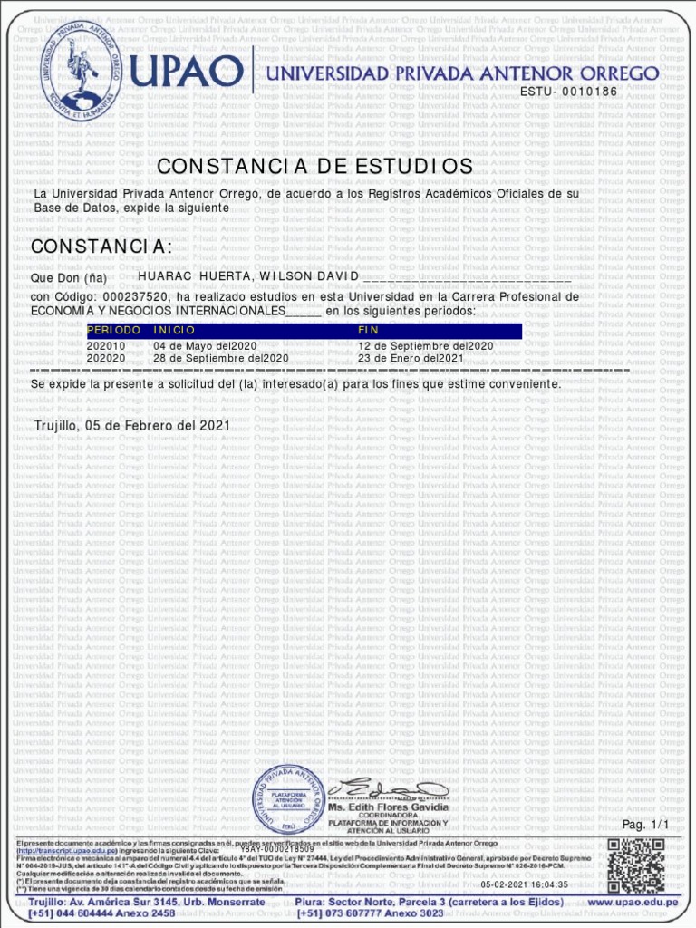 Constancia De Estudios Certificados Imprimibles Cartas De Recomendacionejemplo De Constancia De ...