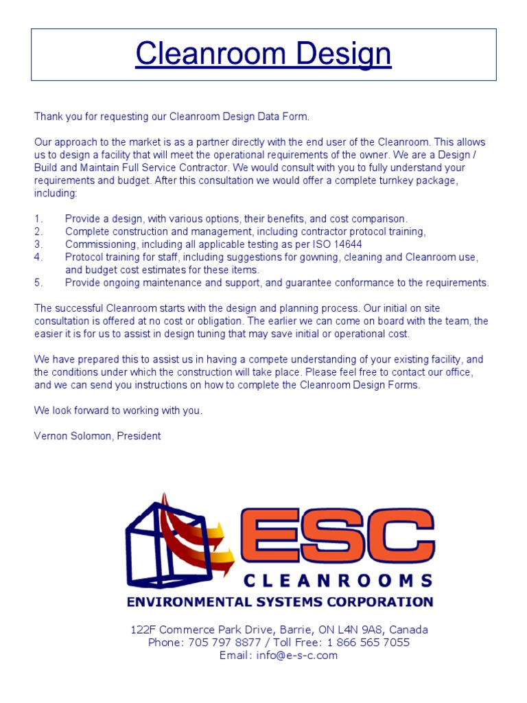 Cleanroom Design & Build Services | PDF | Pipe (Fluid Conveyance) | Roof