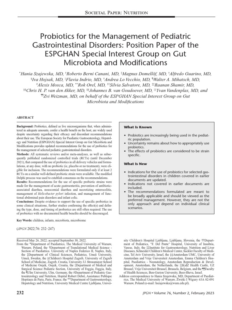 Probiotics For The Management of Pediatric.22 | PDF | Probiotic ...