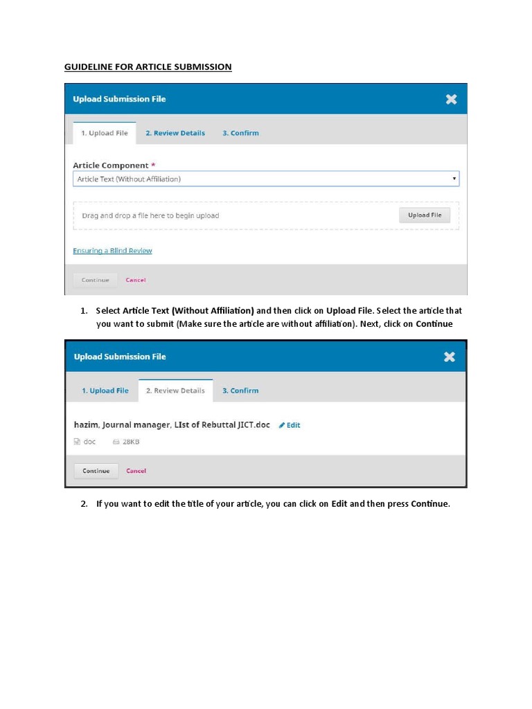Article Submission Steps | PDF