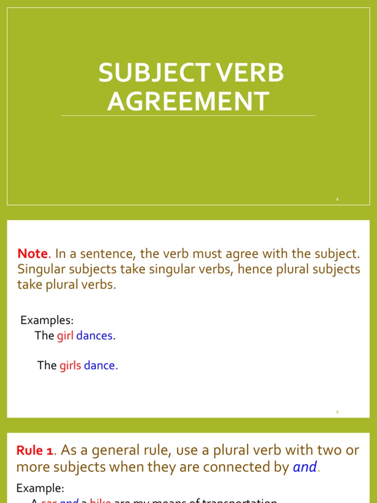 Subject Verb Agreement Rules | PDF | Grammatical Number | Verb
