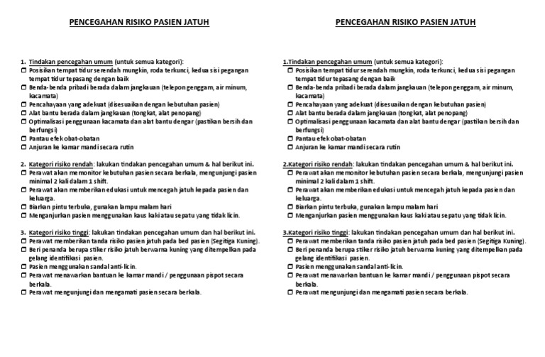 Leaflet PENCEGAHAN RISIKO PASIEN JATUH | PDF