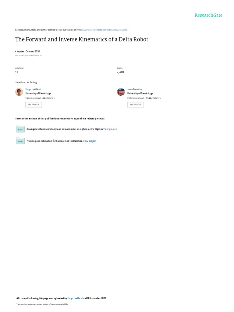 Forward and Inverse Kinematics of A Delta Robot With CGA5 | PDF ...