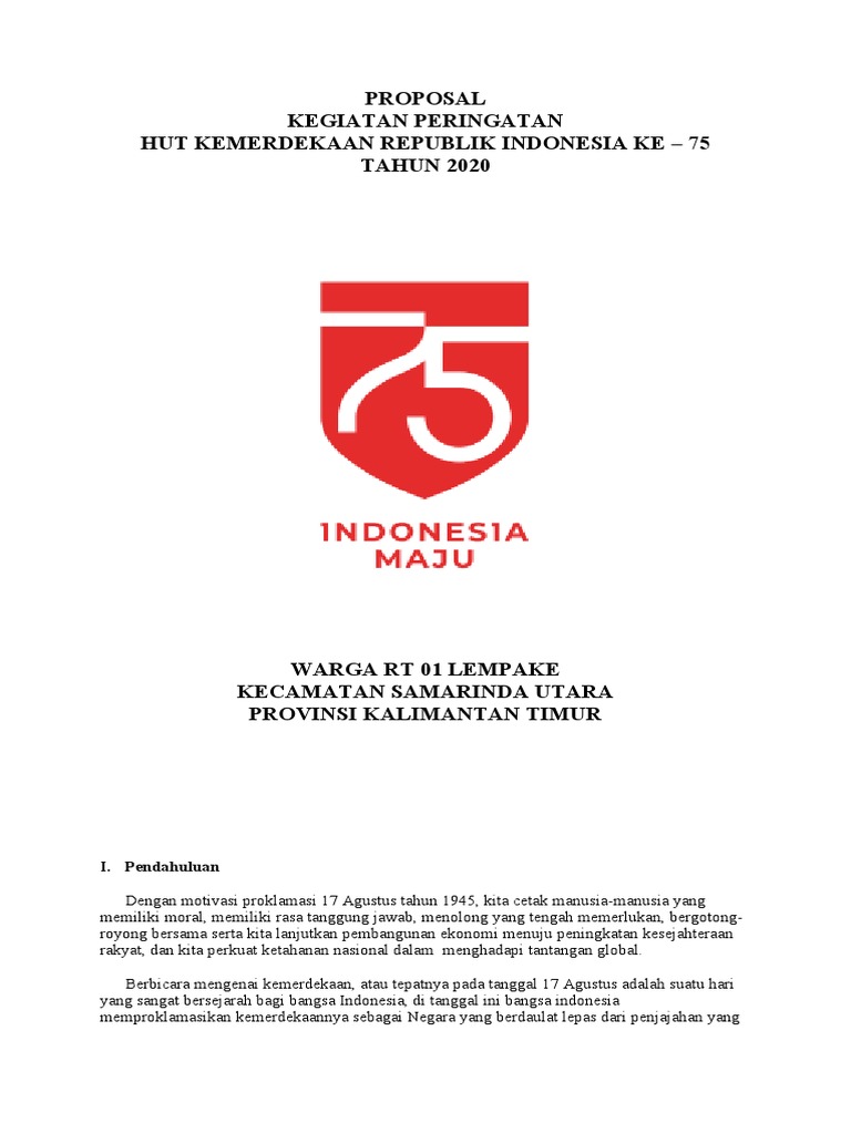 Contoh Proposal 17 Agustus Tingkat RT | PDF | Perjalanan