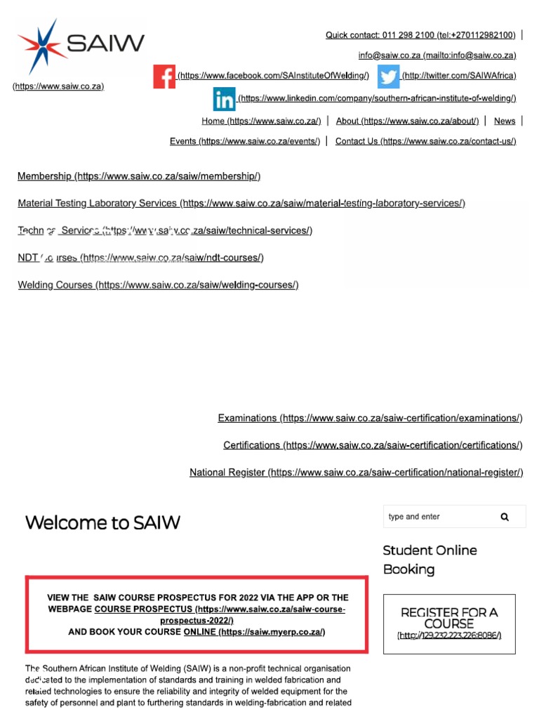 South African Institute of Welsing SAIW | PDF