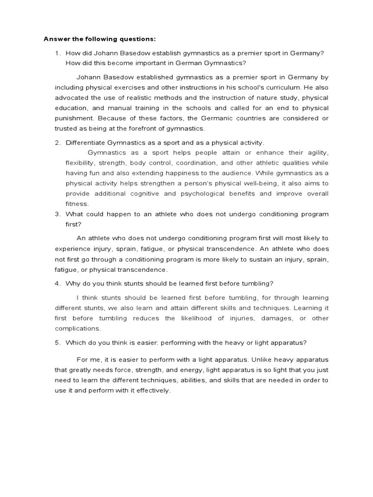 Answer The Following Questions - PE | PDF