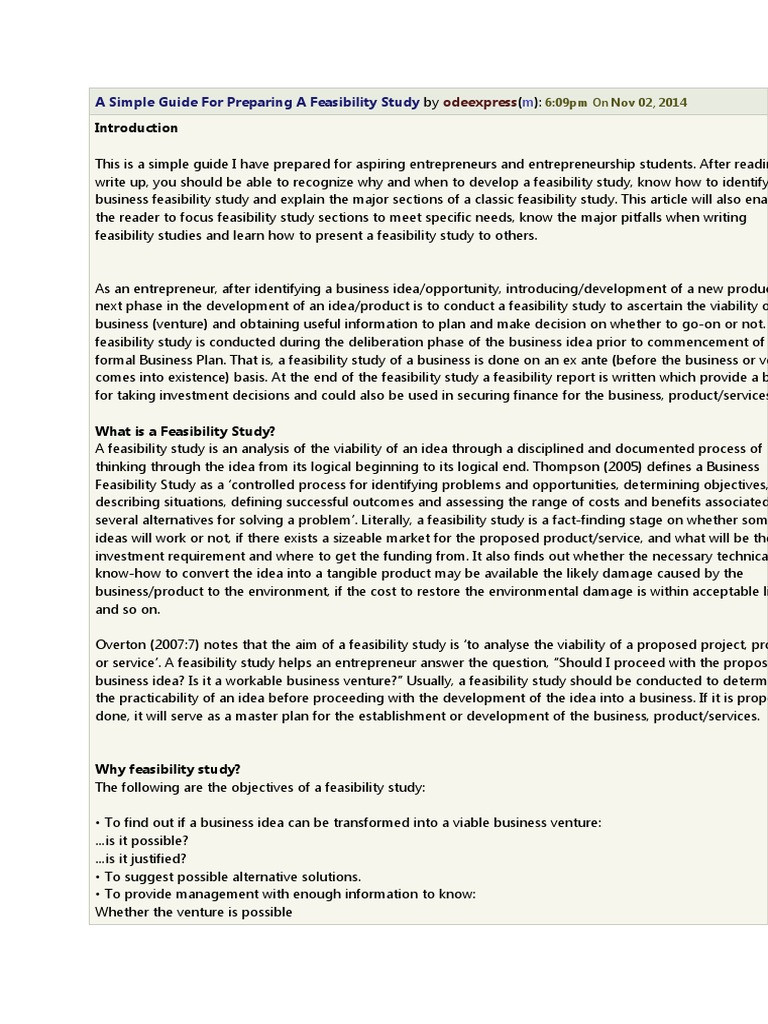 Simple Guide to Feasibility Studies | PDF | Feasibility Study | Market ...
