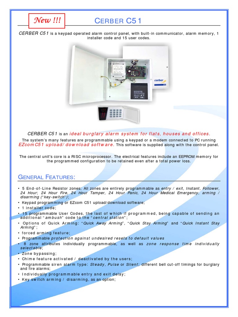 Prezentare CERBER C51 - Eng | Download Free PDF | Telephone | Security Alarm