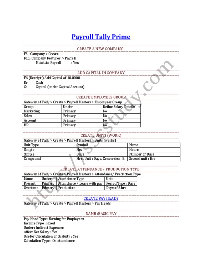 10-Pay Roll Tally Prime Notes PDF | PDF | Payroll | Salary