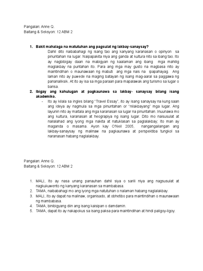Lakbay Sanaysay | PDF