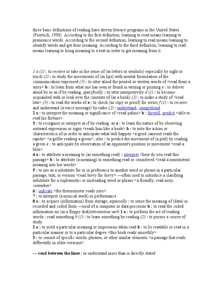 Definisi Reading | Download Free PDF | Cognitive Science | Cognition