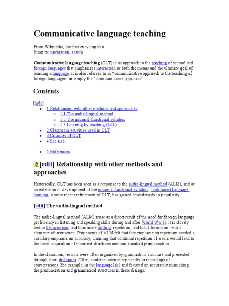 Communicative Language Teaching | PDF | Language Education | Behavior ...