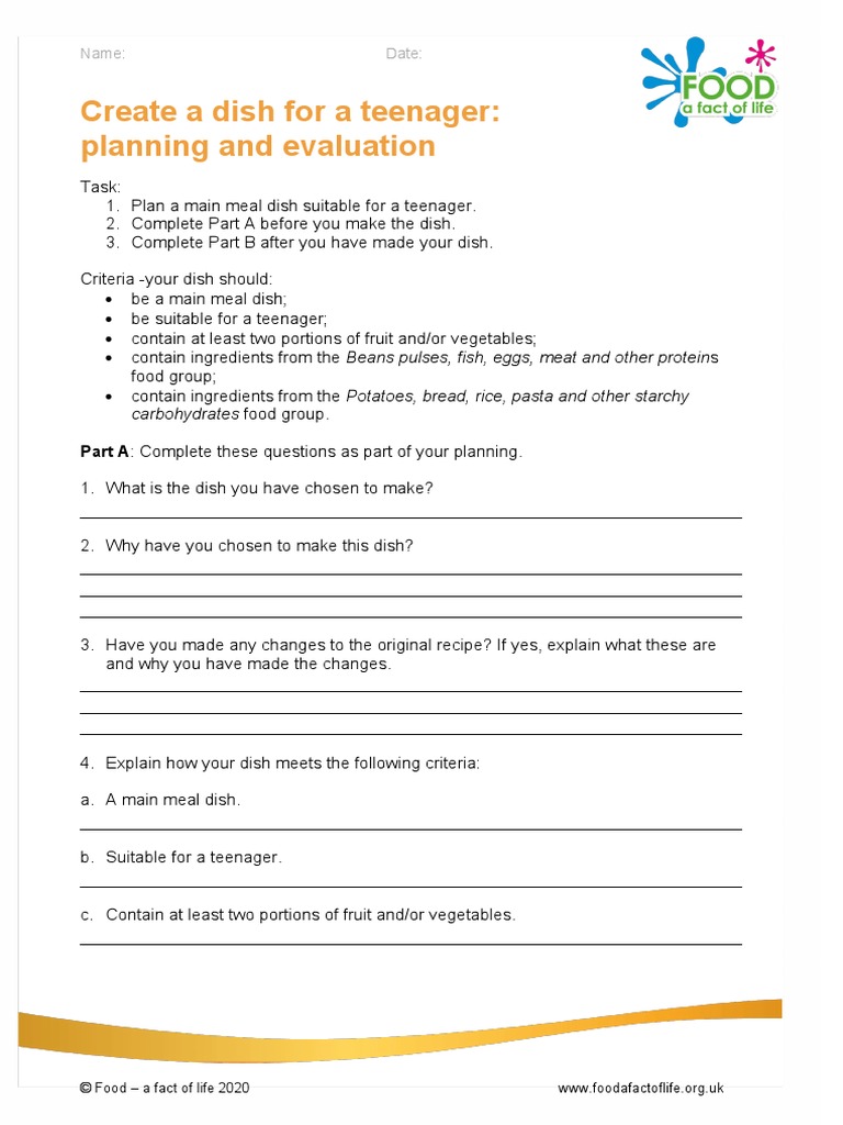 Create A Dish Plan and Eval ws1114 | PDF | Flour | Breads