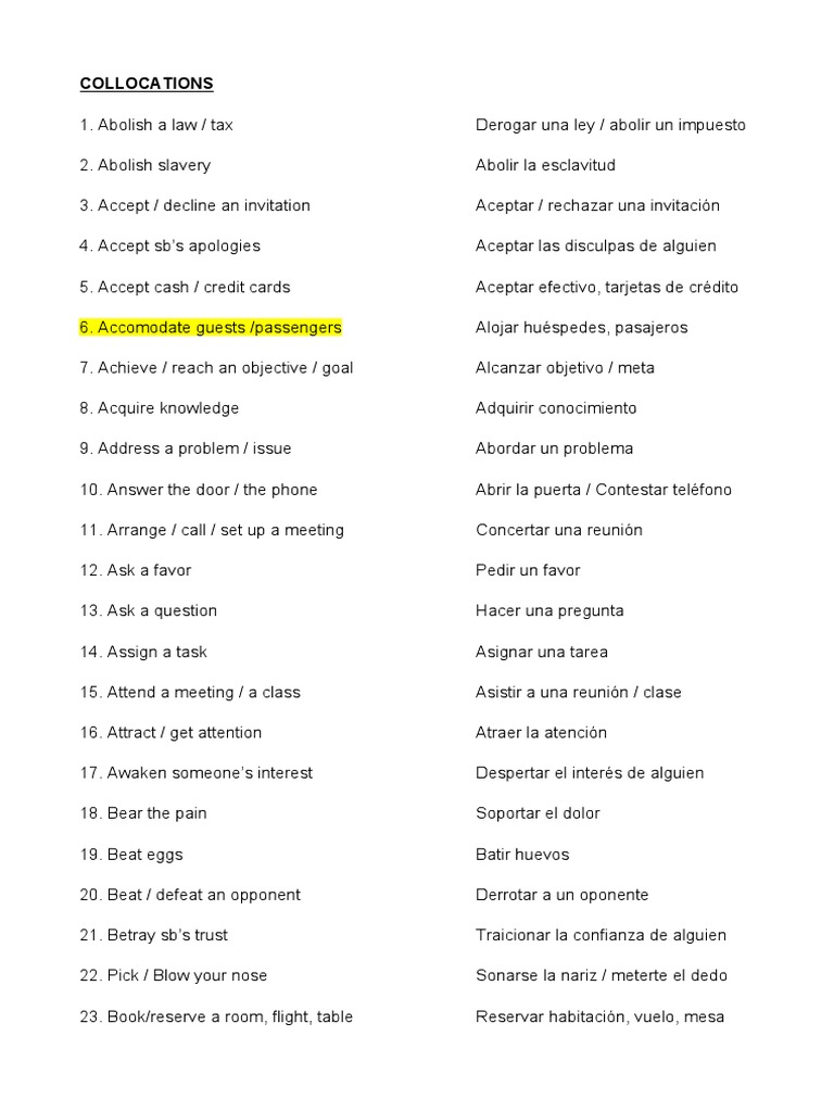 Common English Collocations | PDF