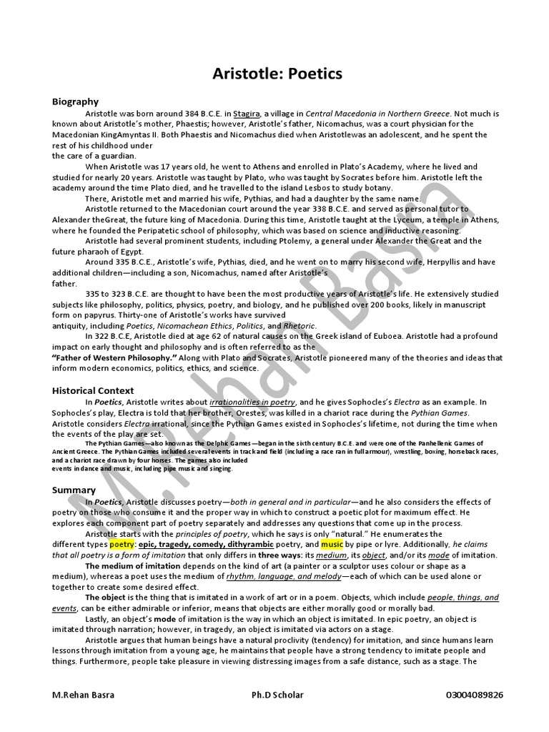 Aristotle Poetics | PDF | Tragedy | Aristotle