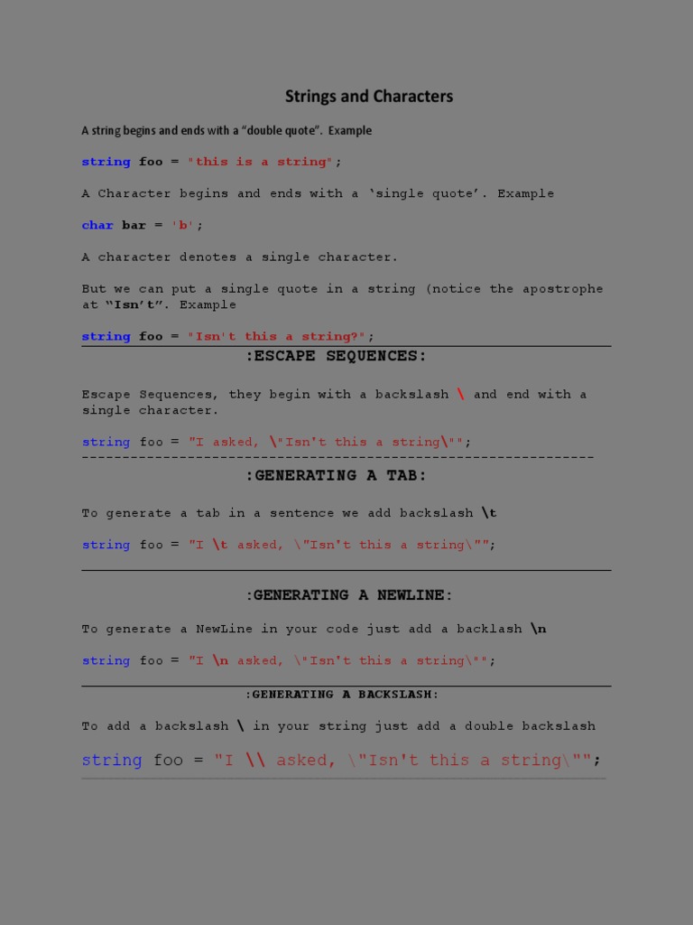 Strings and Characters | PDF | String (Computer Science) | Text