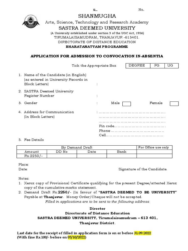 Bharatanatyam Convocation Form | PDF