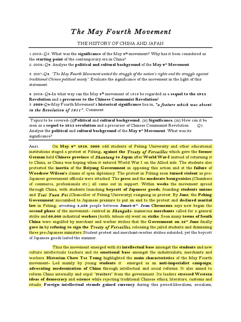 May Fourth Movement | PDF | Kuomintang | China