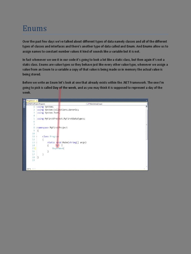 Enums | PDF | Class (Computer Programming) | Variable (Computer Science) Enums | PDF | Class (Computer Programming) | Variable (Computer Science)