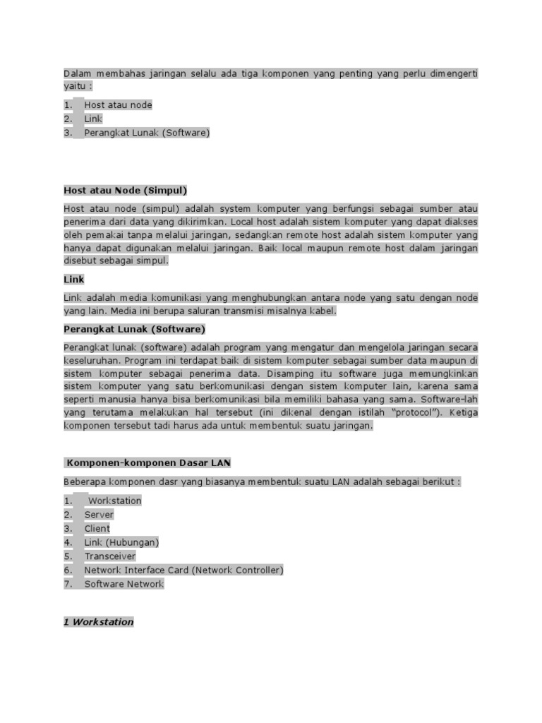 Tiga Komponen Utama Jaringan Komputer | PDF