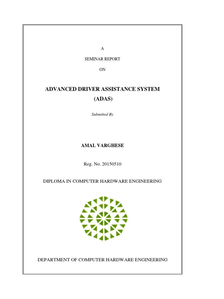 Advanced Driver Assistance System (ADAS) : A Seminar Report ON | PDF