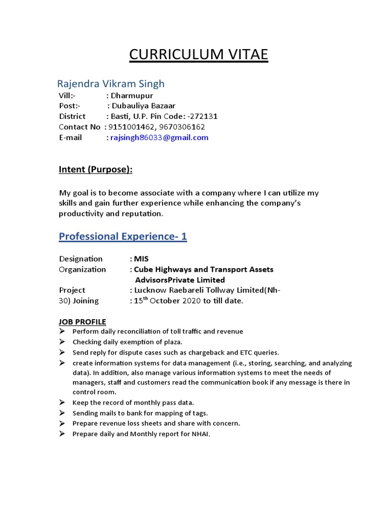 Rajendra Updated CV LRTL | PDF | Toll Road