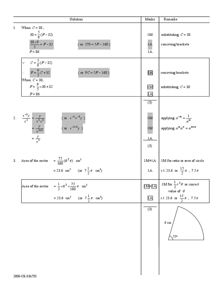 2000 Mathematics Paper1 Marking Scheme | PDF | Mathematics | Triangle Geometry