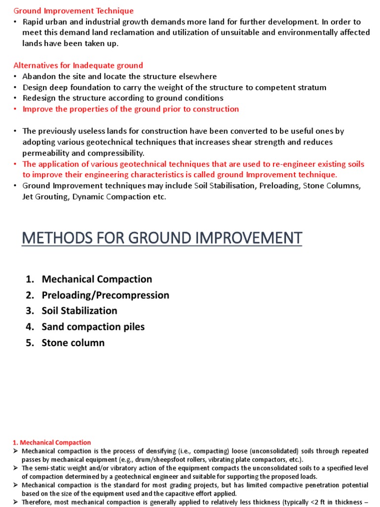 ch-10 Ground Improvement Technique | PDF | Geotechnical Engineering | Concrete