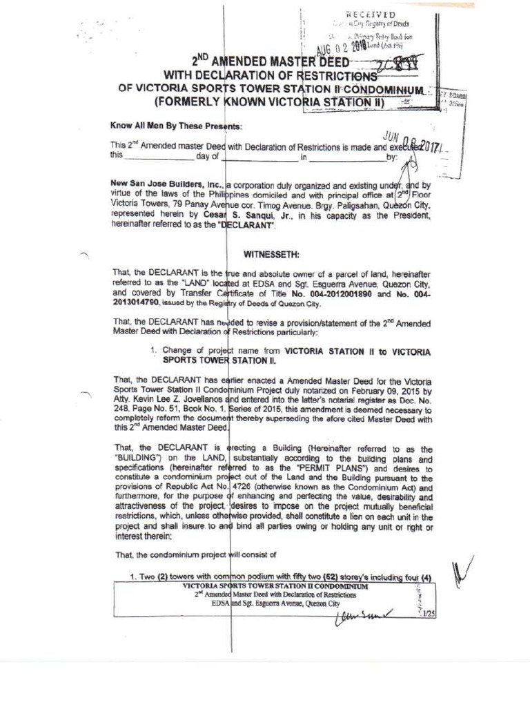 VSTS II CONDO ASSOC INC MASTER DEED For SEC Requirements 3 | PDF