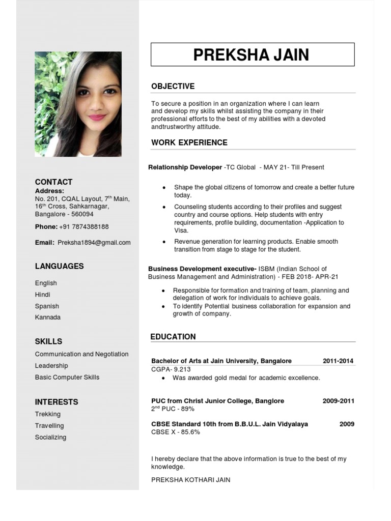 Preksha Resume | PDF | Cognition | Communication