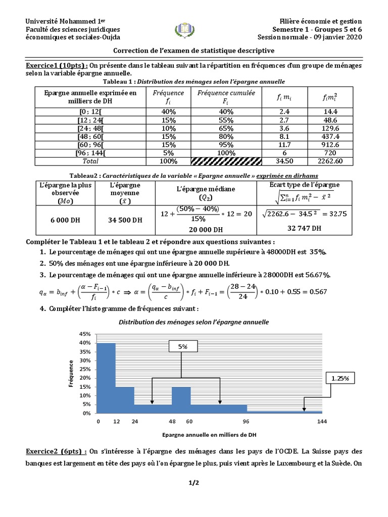 Exam S1 SN 19-20-Correction | PDF