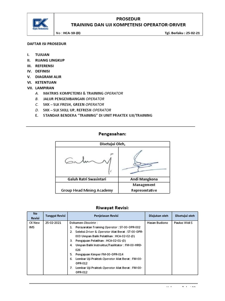 Prosedur Training Operator-Driver | PDF | Komputer