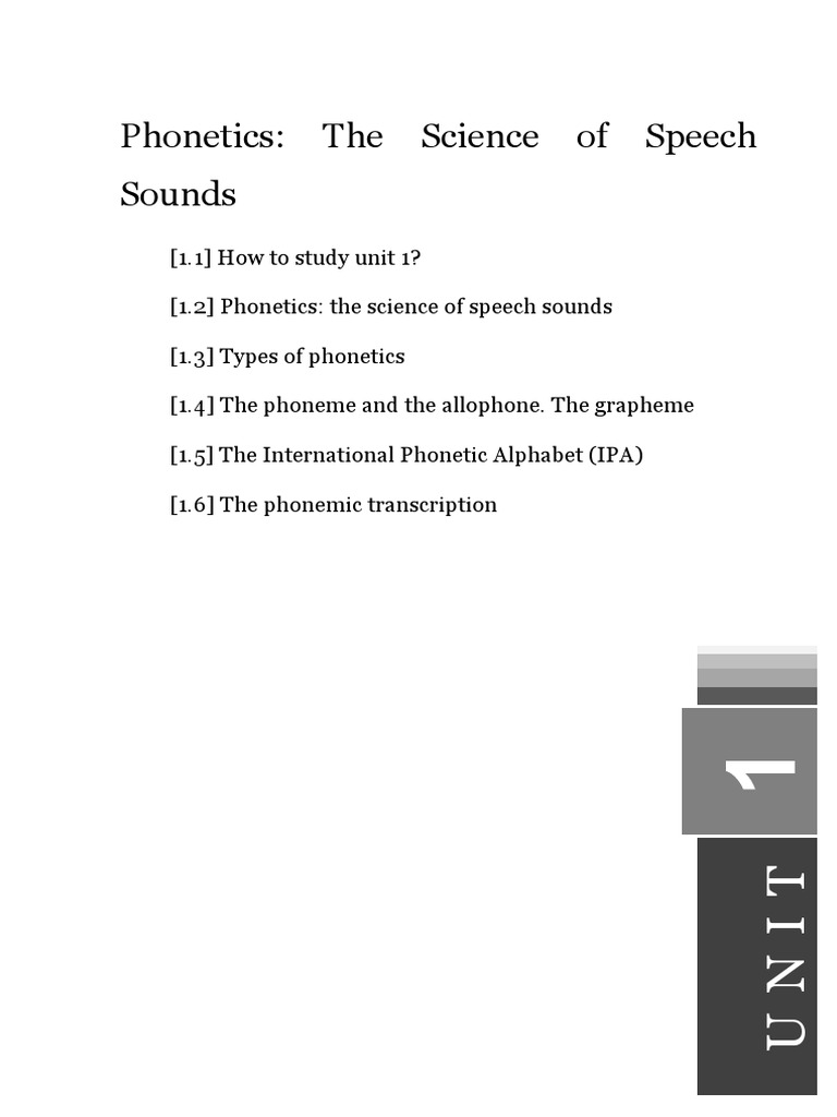 Unit 1 | PDF | Phoneme | Phonetics