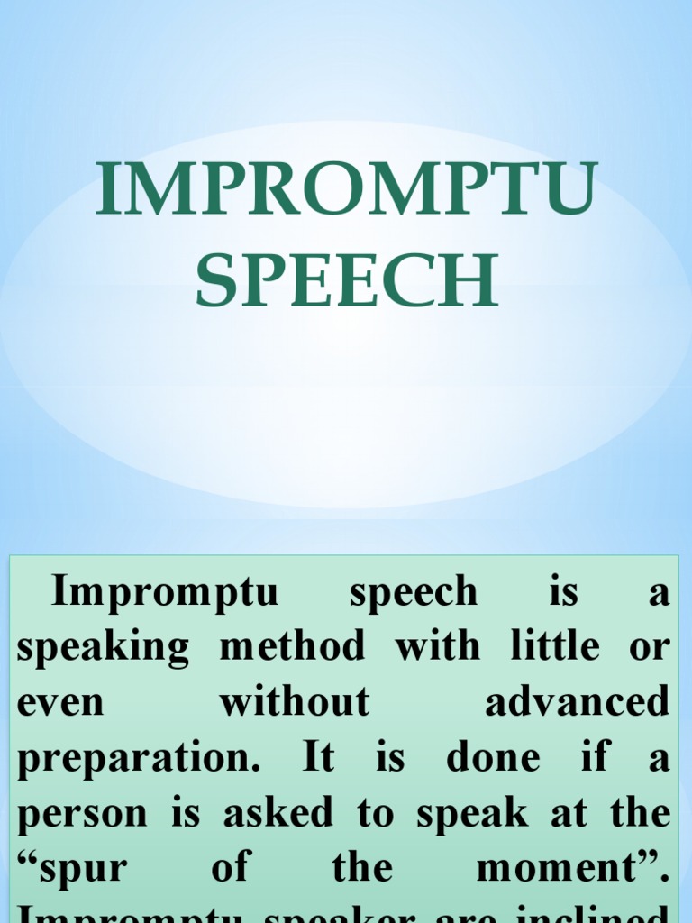 Impromptu Speech | PDF | Science | Communication
