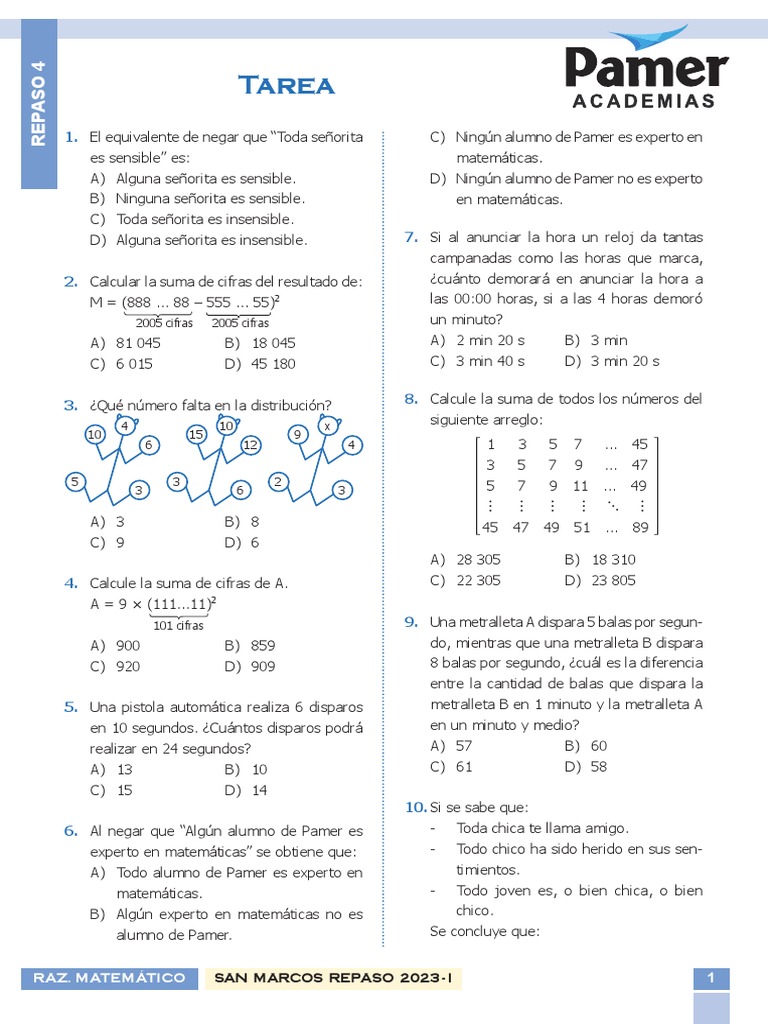 RM - R4 - Lógica Inferencial, Frecuencia de Sucesos. RI Numerico y Verbal - Tarea | PDF