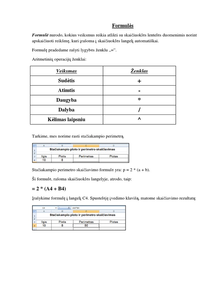Formules Ir Funkcijos | PDF