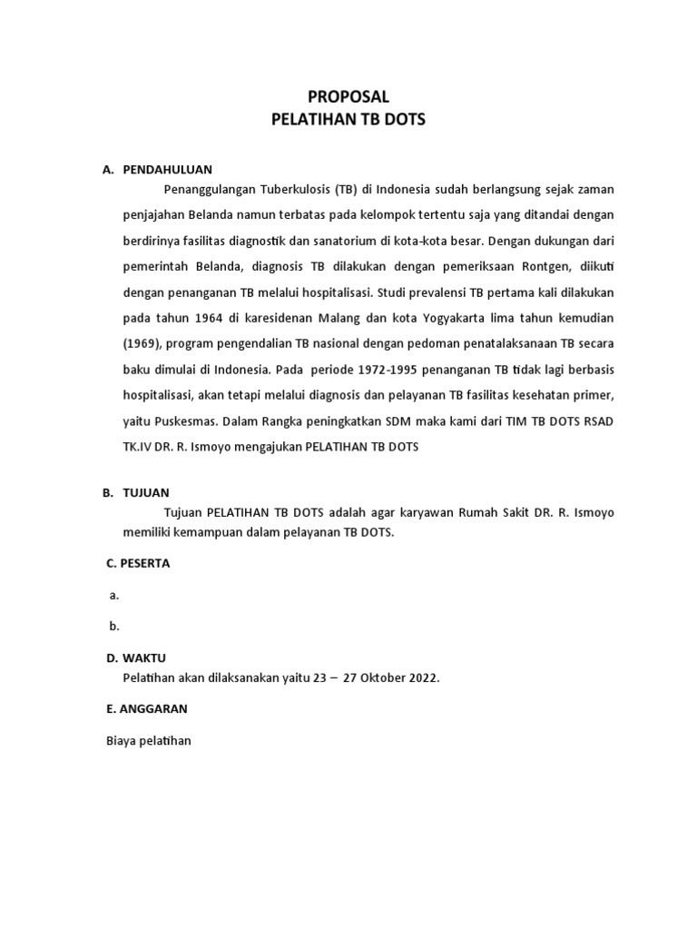 Proposal Pelatihan TB Dots Ayu Puspita | PDF