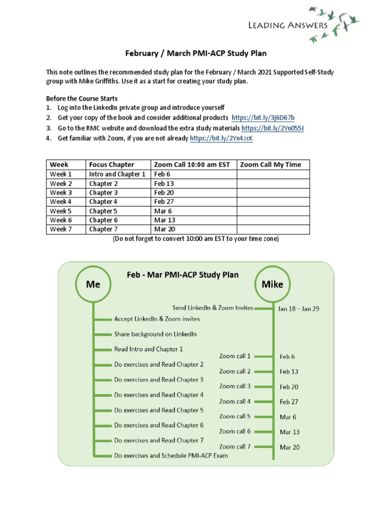 PMI-ACP Study Plan | PDF | Quiz | Behavior Modification