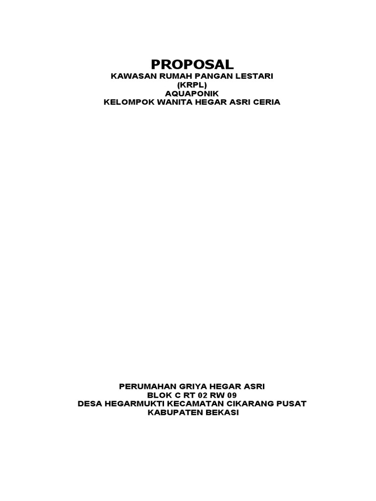 Proposal (KRPL) - 2 | PDF