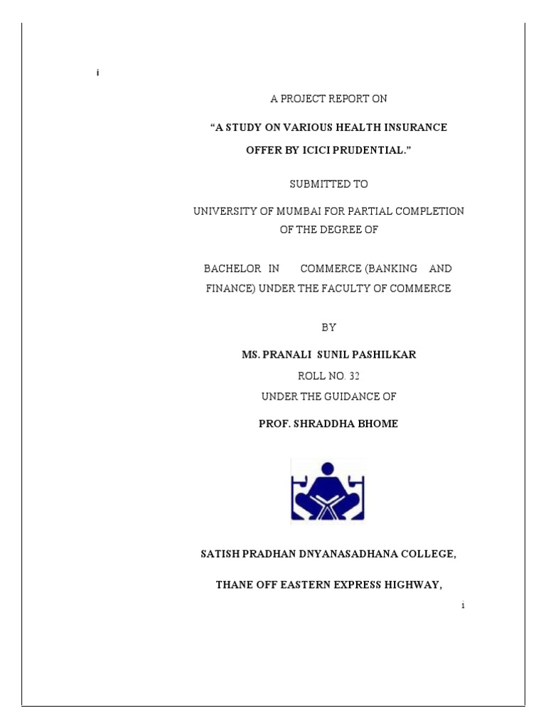 A Project Report On Health Insurance | PDF | Health Maintenance ...