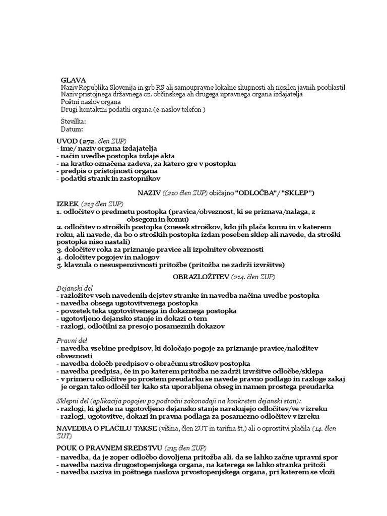 Vzorec Odločbe | PDF