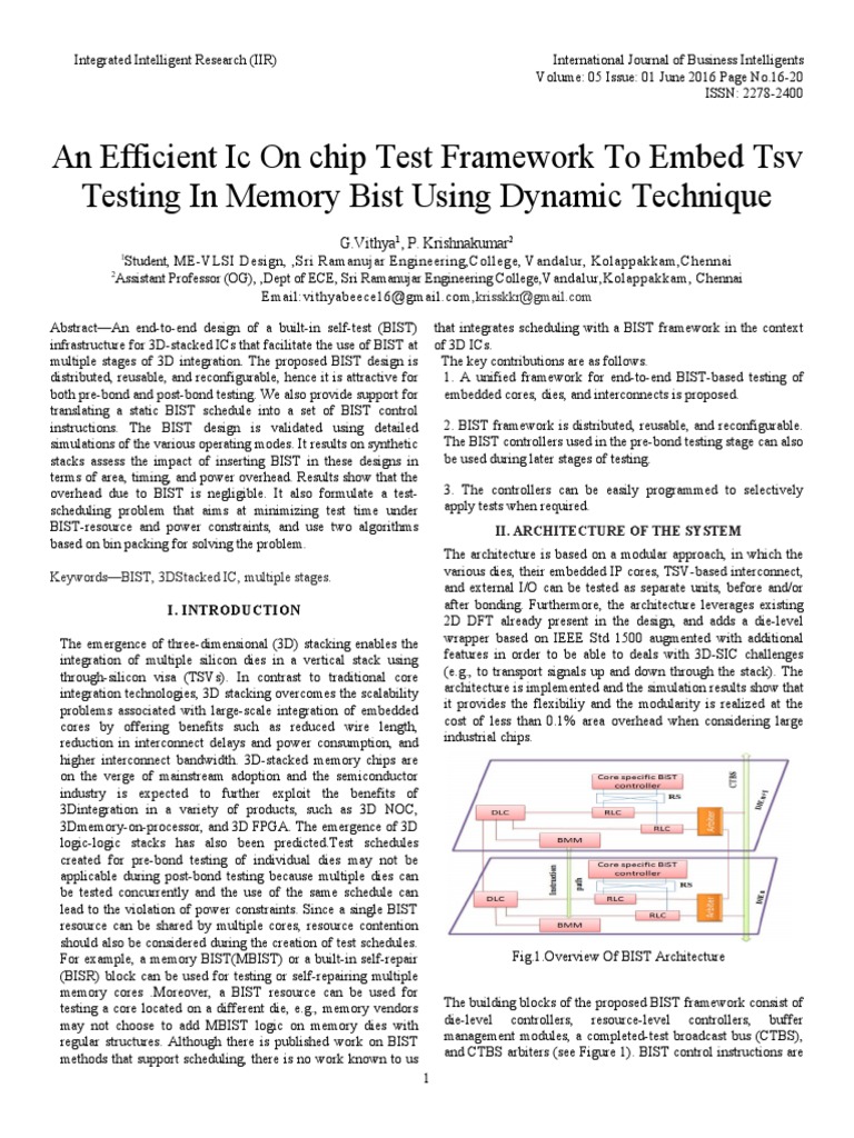 An Efficient Ic On Chip Test Framework To Embed TSV Testing in Memory ... An Efficient Ic On Chip Test Framework To Embed TSV Testing in Memory ...