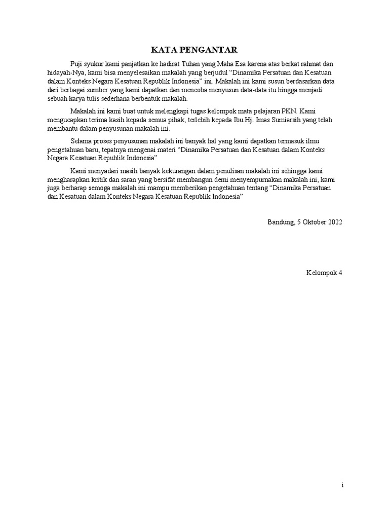 Dinamika Persatuan Dan Kesatuan Bangsa Dalam Konteks Negara Kesatuan