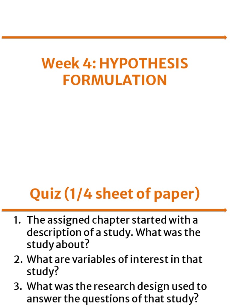 (Week 5) Hypothesis Formulation | PDF | Thesis | Science