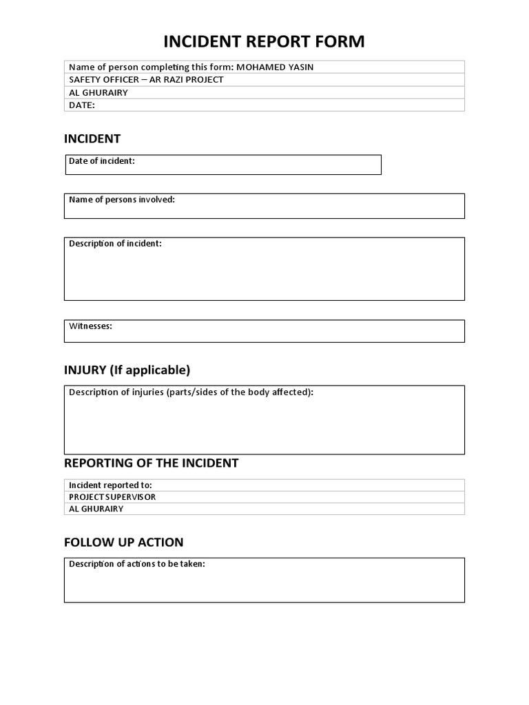 Incident Report Format | PDF