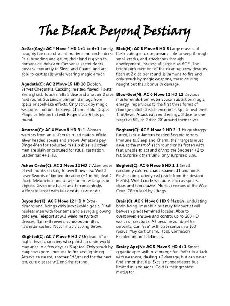 Bleak Beyond Bestiary | PDF