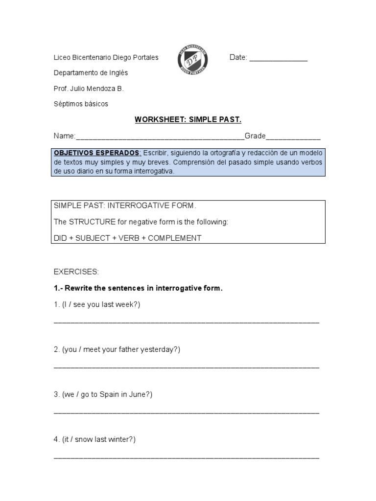 Simple Past Worksheet for English Learners | PDF