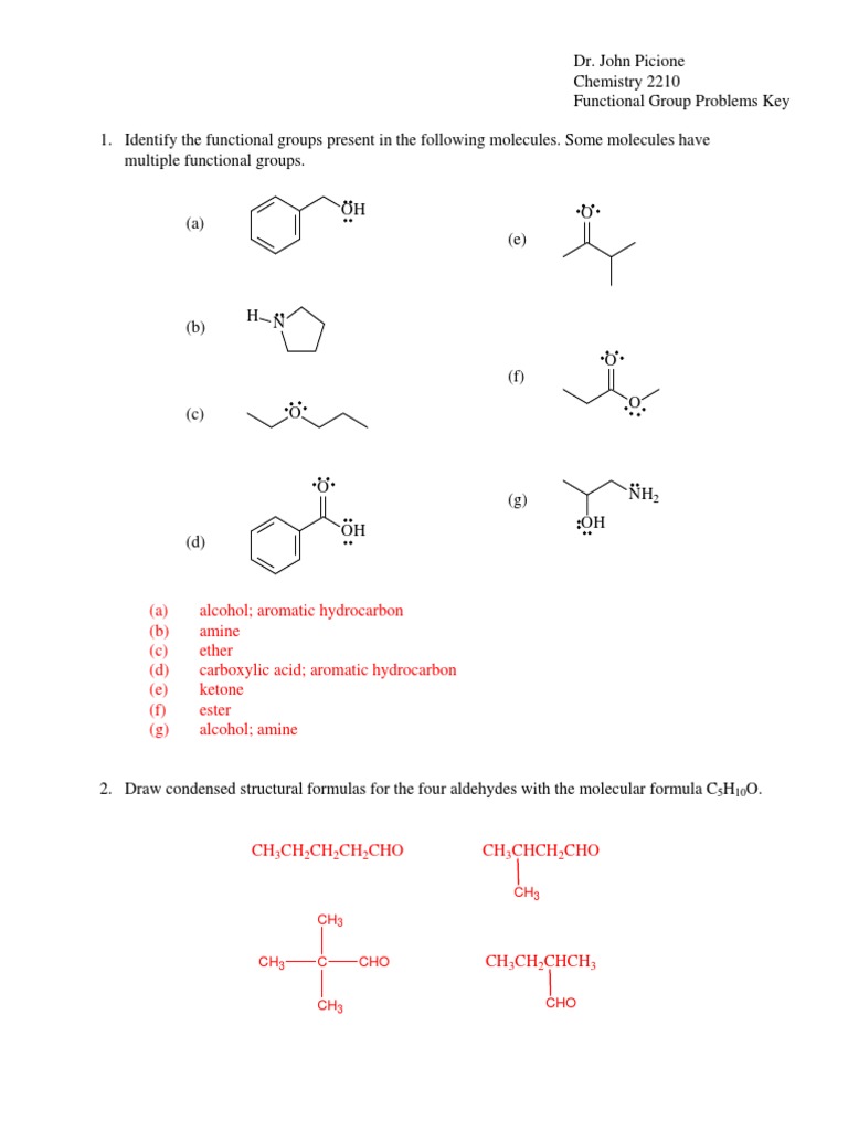 Functional Groups Key | PDF | Ester | Functional Group